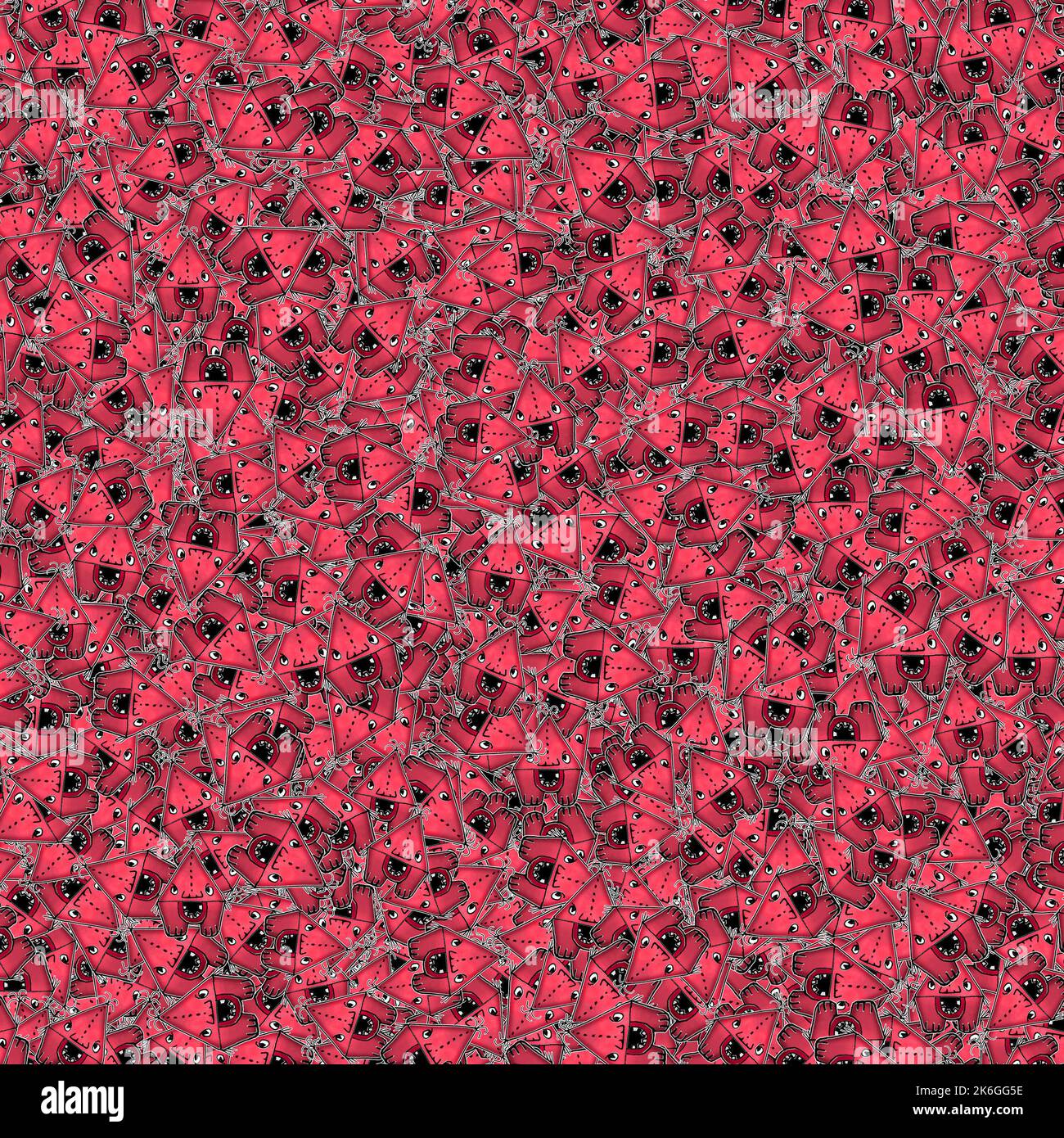 Funny weird monster drawing illustration motif pattern Stock Photo - Alamy