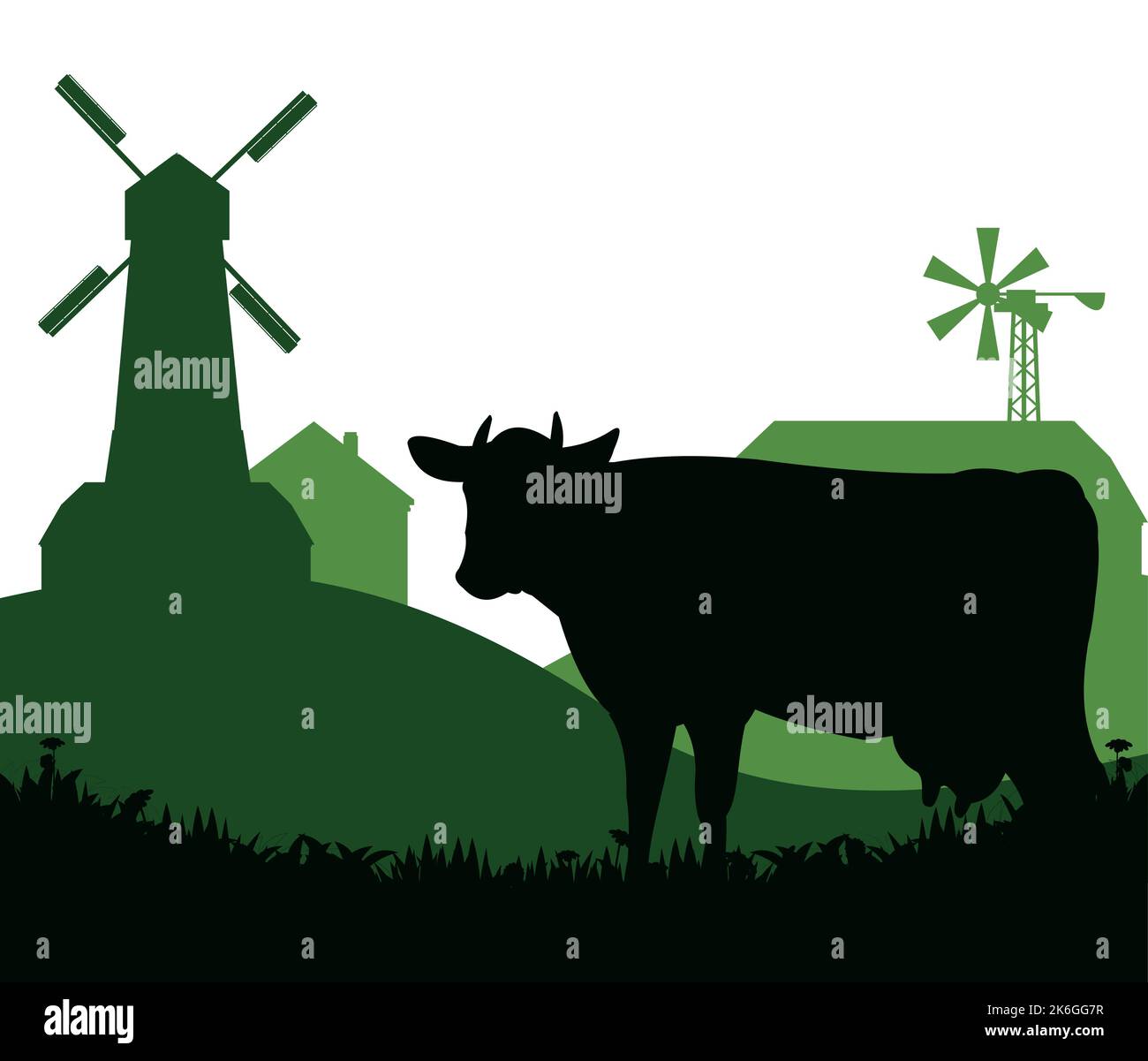 Cow in village Stock Vector Images - Alamy