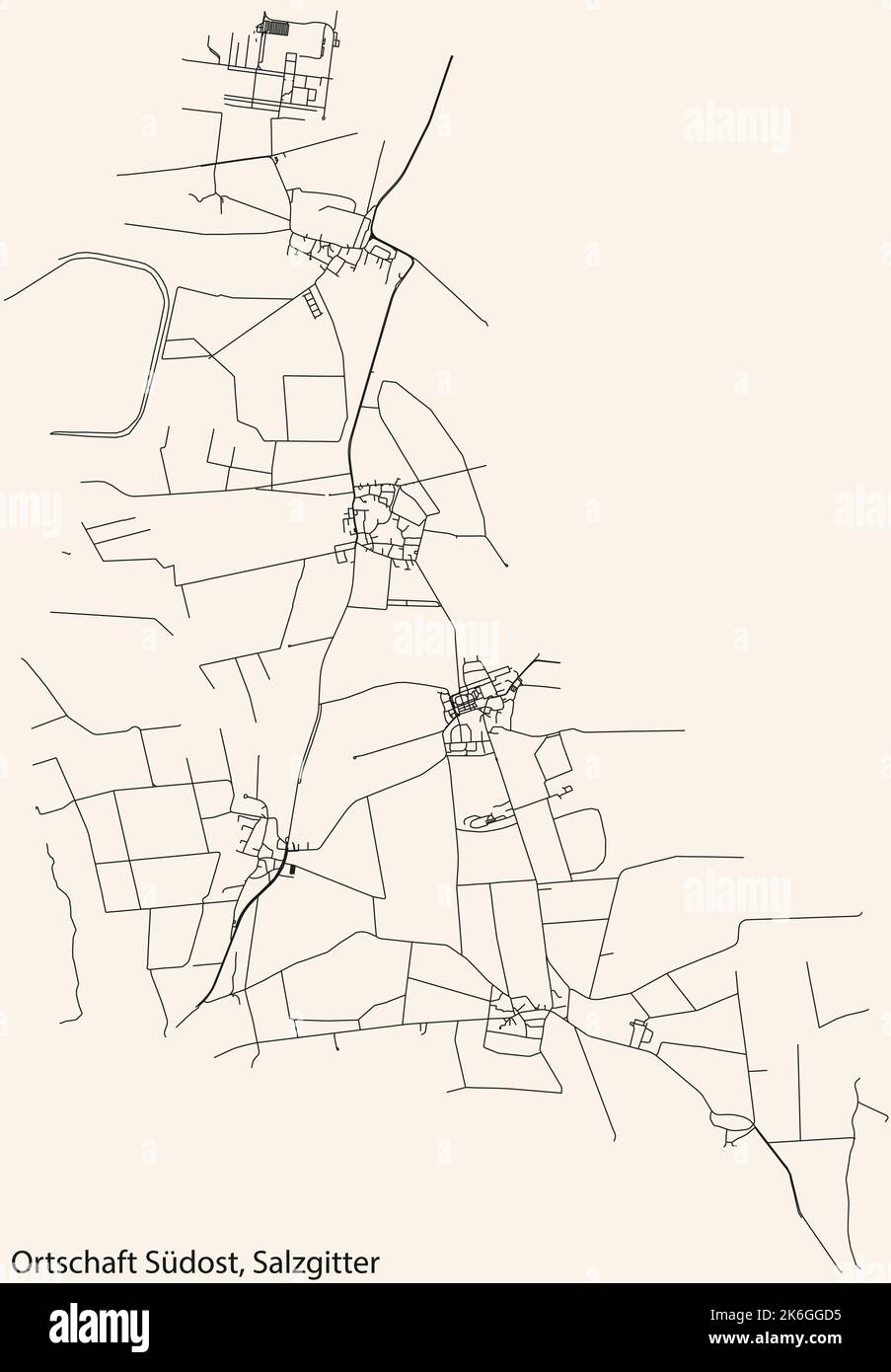 Street roads map of the ORTSCHAFT SÜDOST DISTRICT, SALZGITTER Stock ...