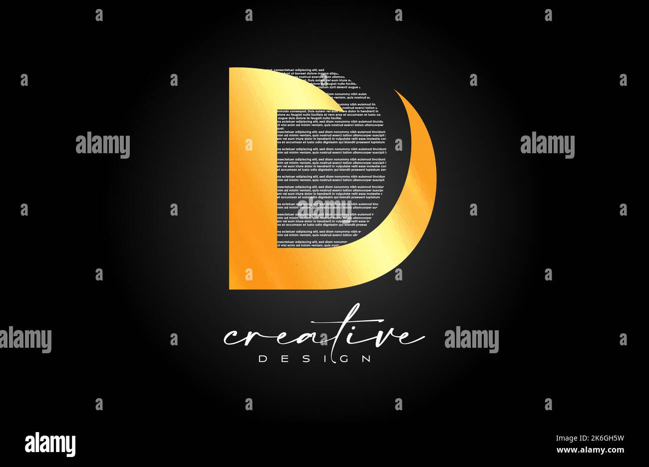 Golden D Letter Logo Design with Creative letter d made of Black text ...