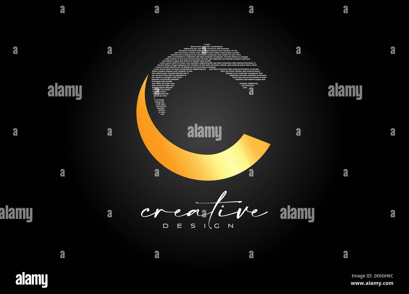 Golden C Letter Logo Design with Creative letter c made of Black text ...