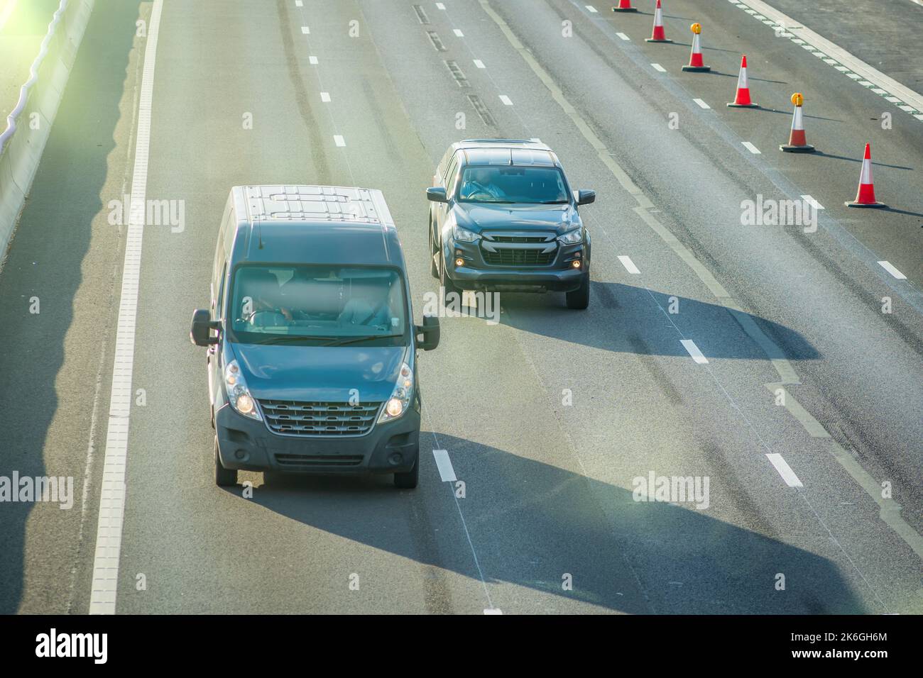 heavy traffic in blurry motion on UK motorway in England Stock Photo ...