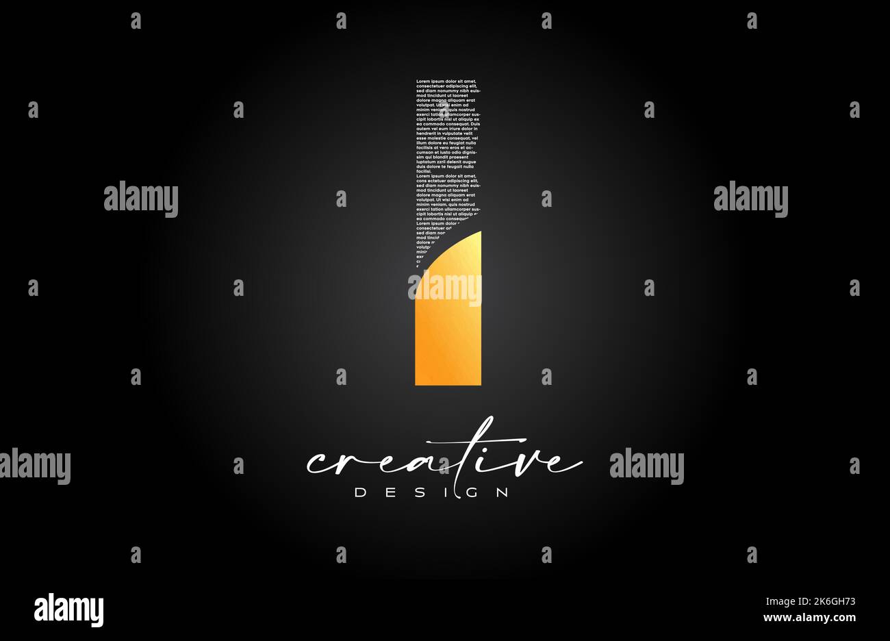 Golden I Letter Logo Design with Creative letter i made of Black text ...