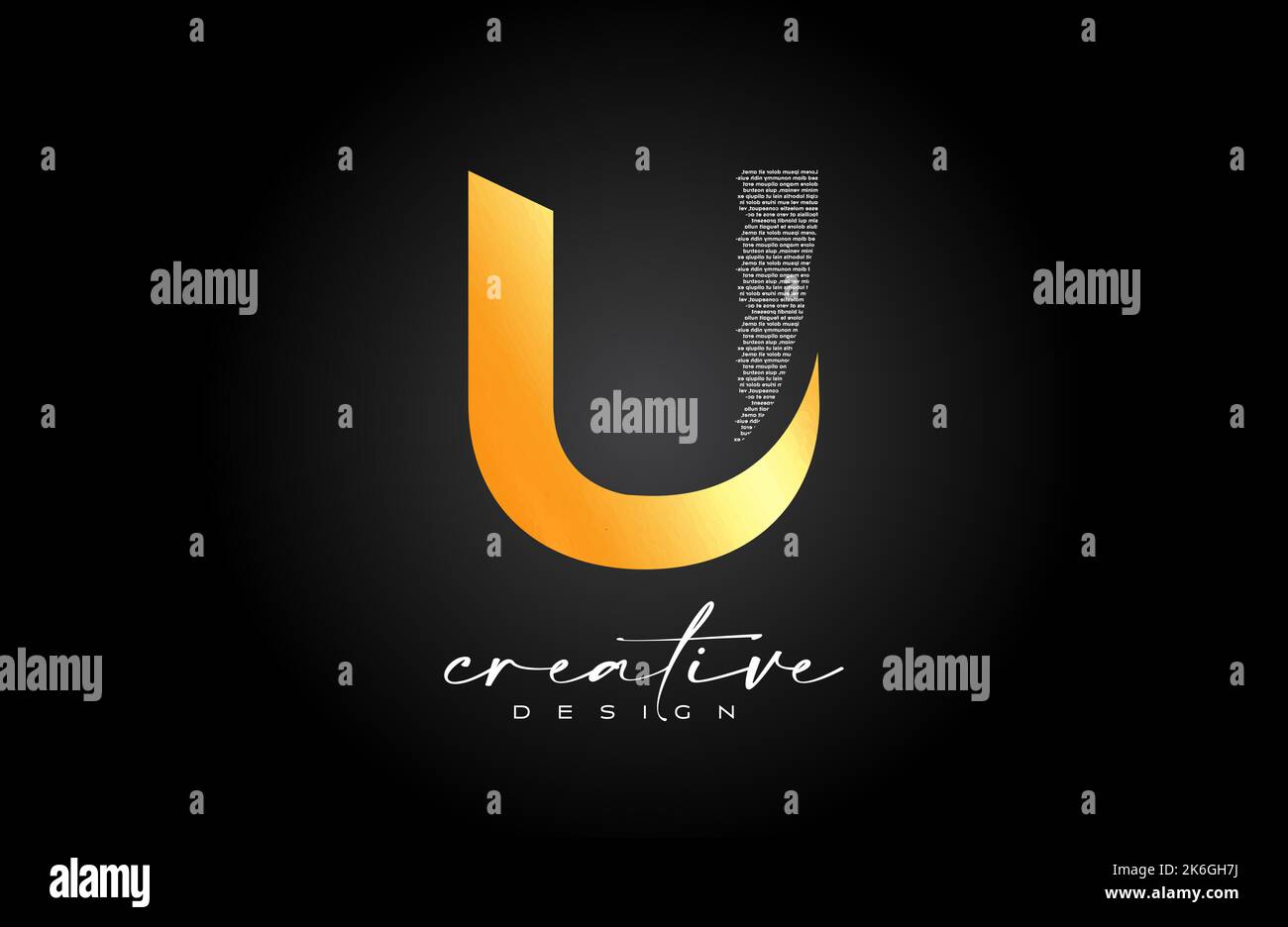 Golden U Letter Logo Design with Creative letter u made of Black text ...