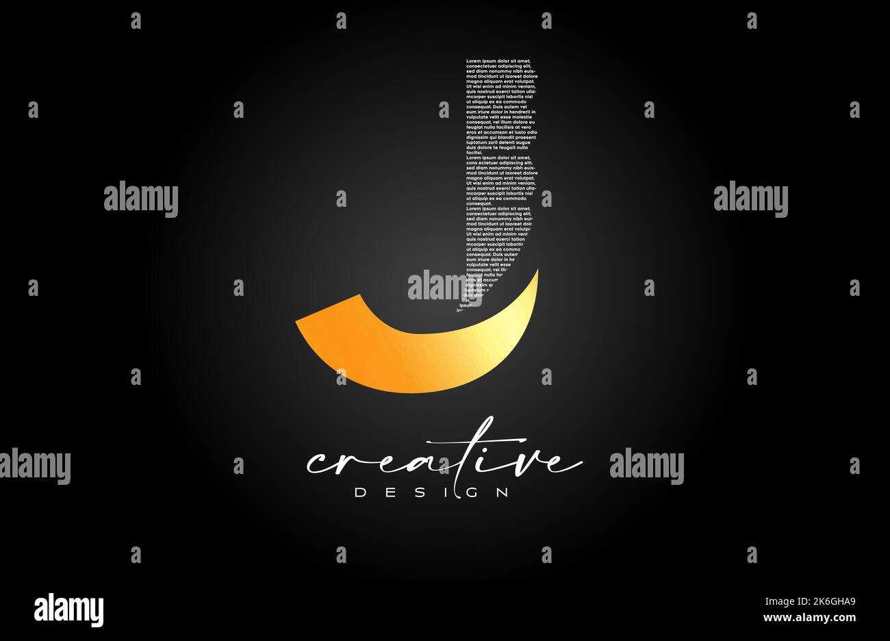 Golden J Letter Logo Design with Creative letter i made of Black text ...