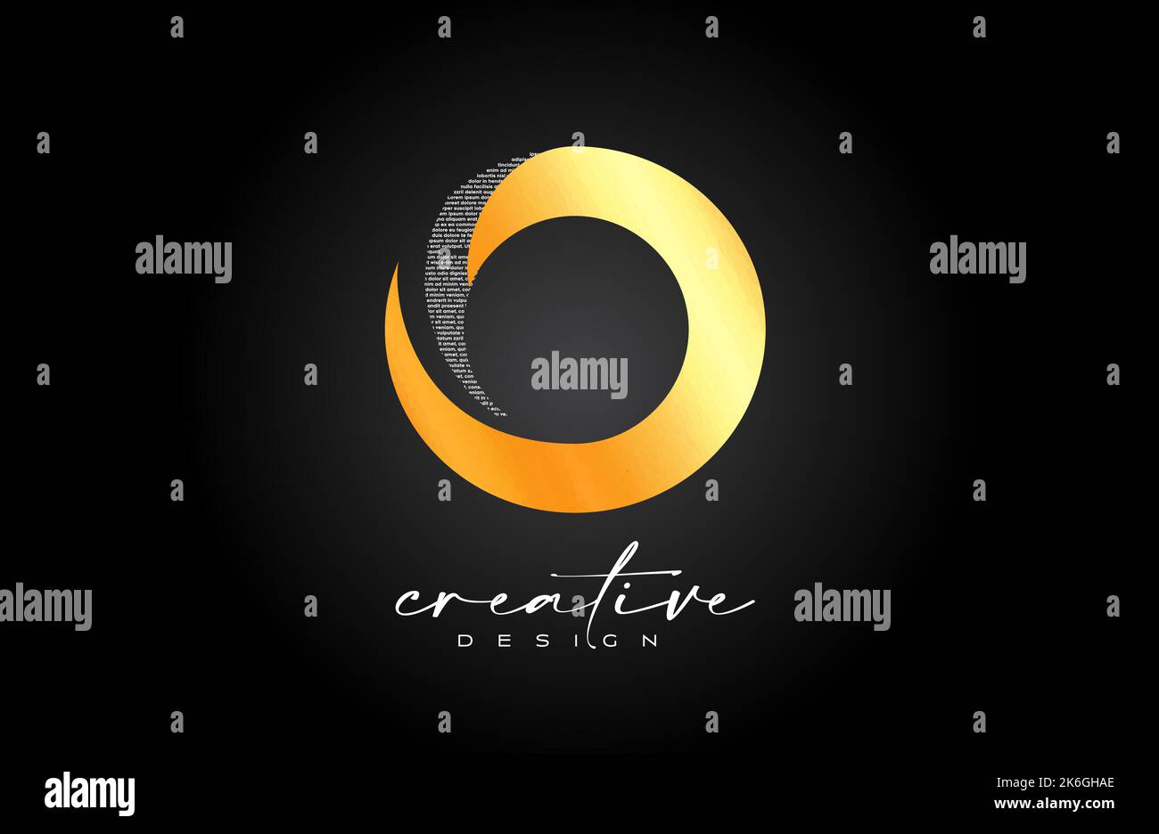Golden O Letter Logo Design with Creative letter o made of Black text ...