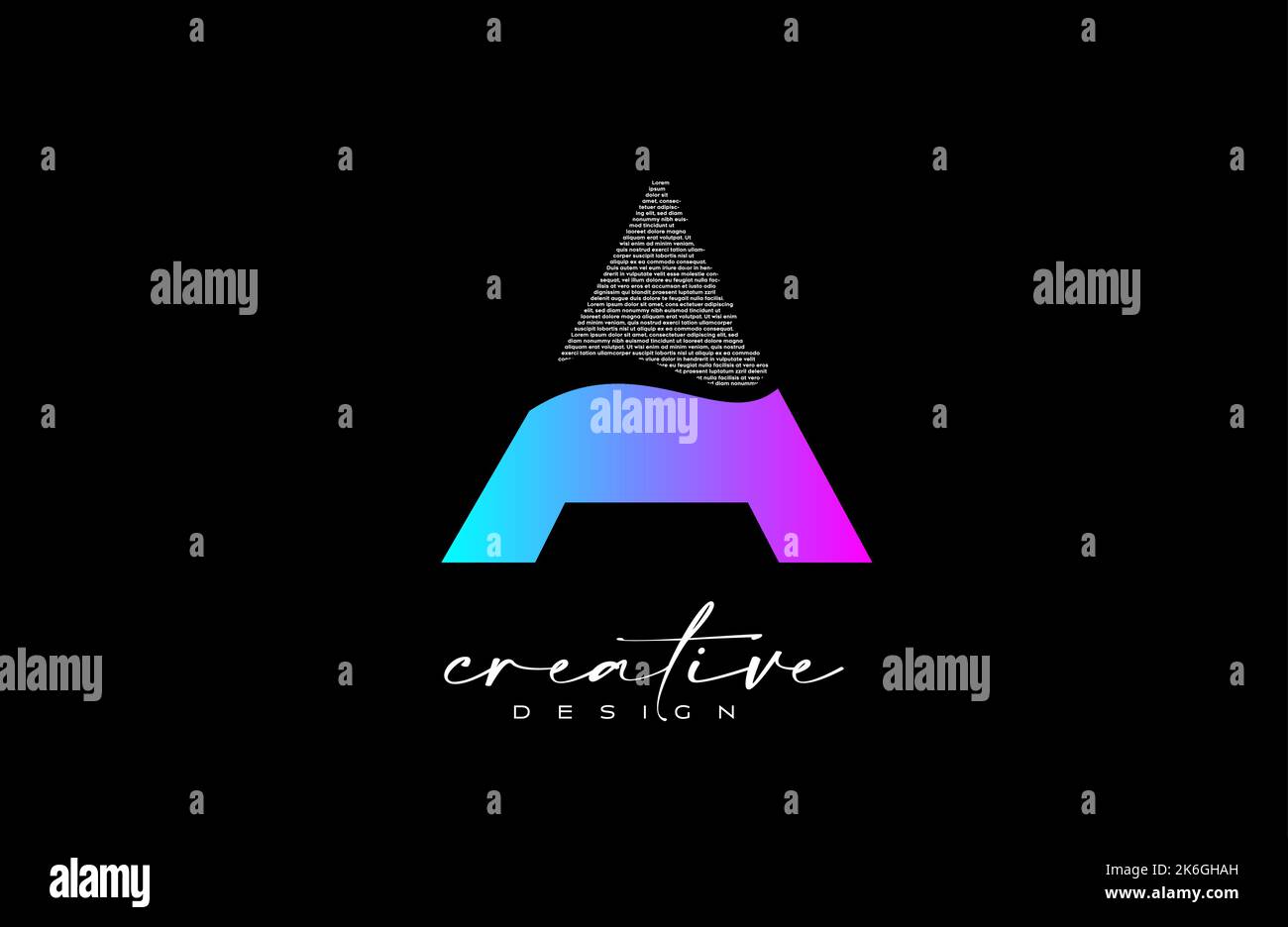 Purple A Letter Logo Design with Creative letter a made of Black text ...