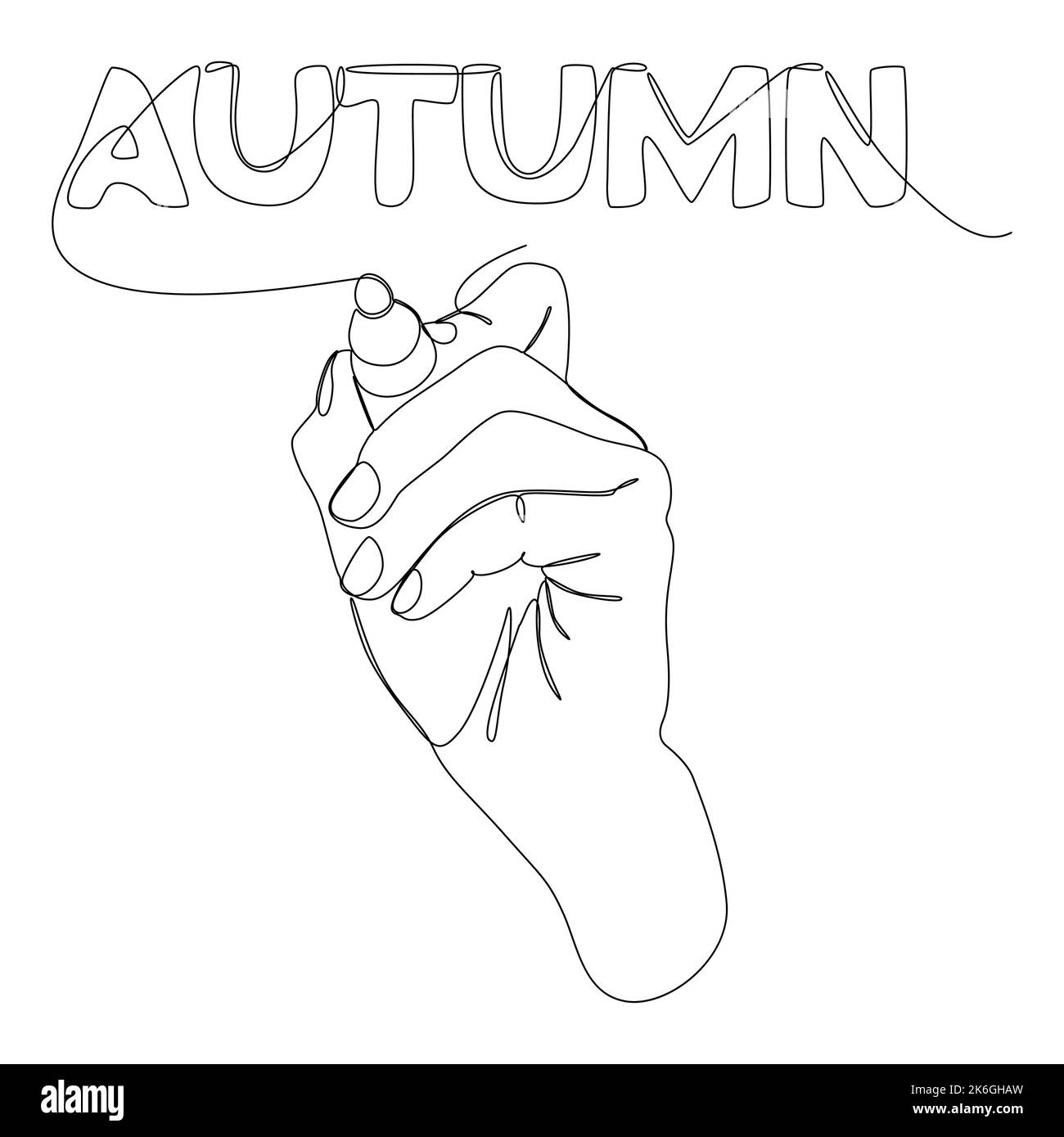 One Continuous Line Of Autumn Word Written By With Felt Tip Pen Thin