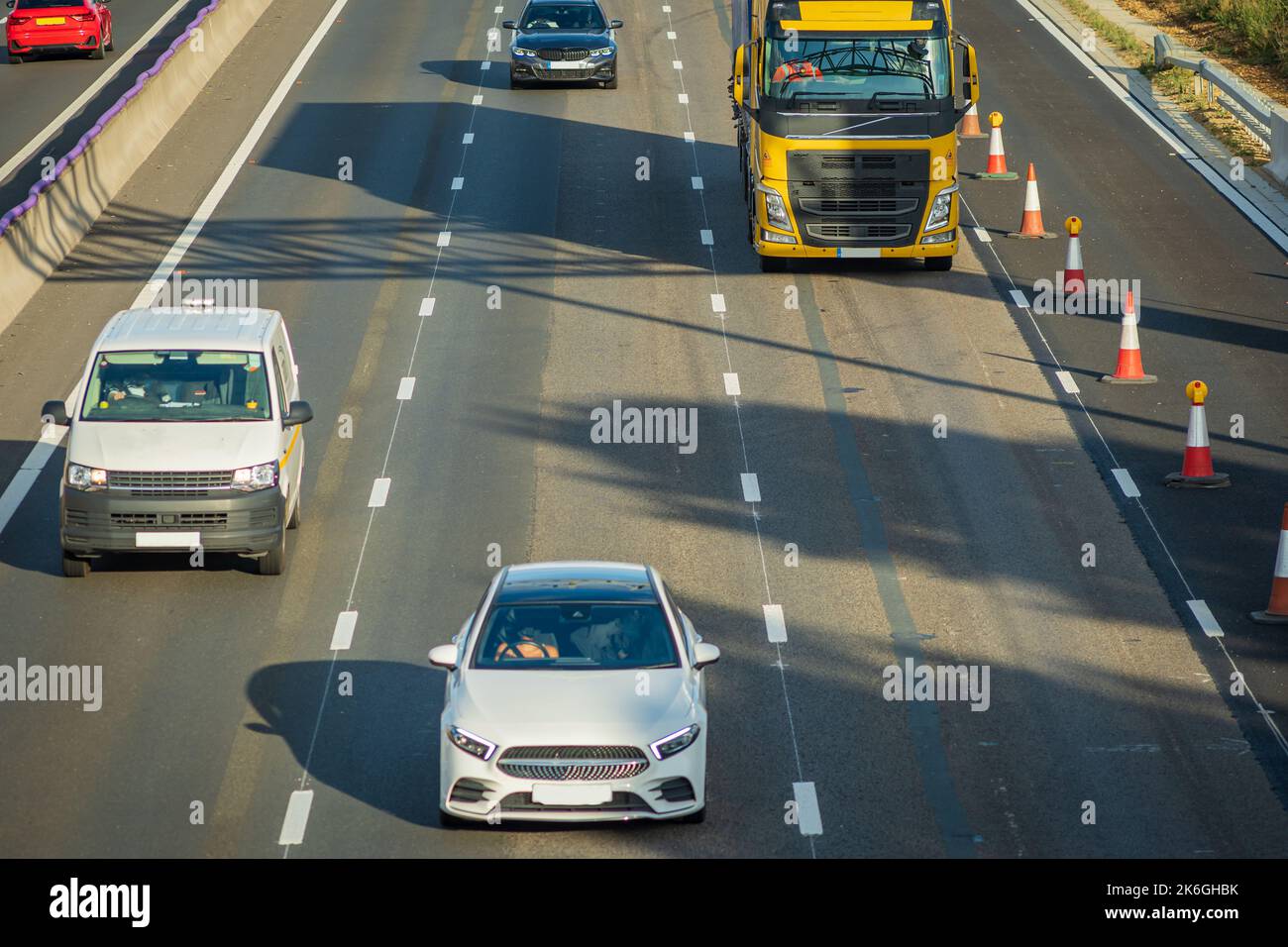 heavy traffic in blurry motion on UK motorway in England Stock Photo ...