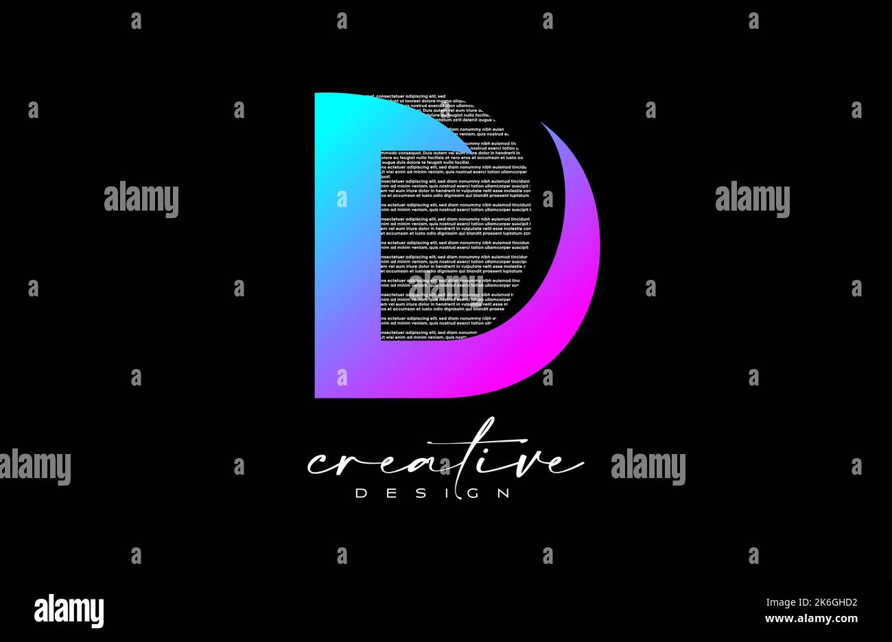 Purple D Letter Logo Design with Creative letter d made of Black text ...