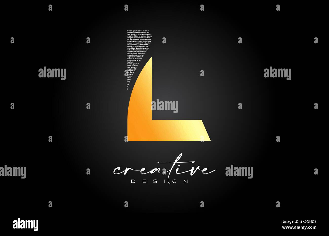 Golden L Letter Logo Design with Creative letter l made of Black text ...