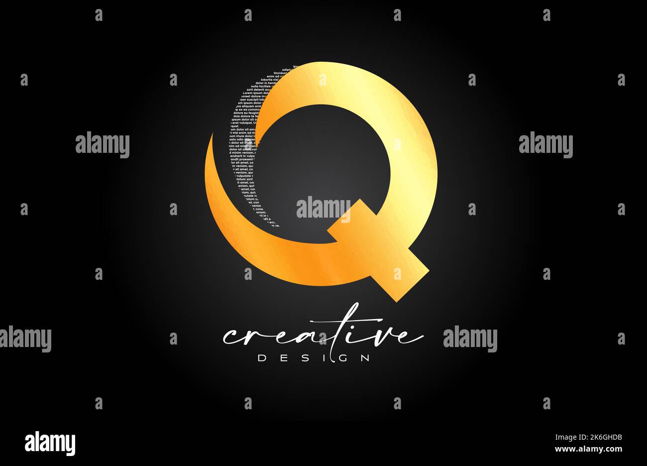 Golden Q Letter Logo Design with Creative letter q made of Black text ...