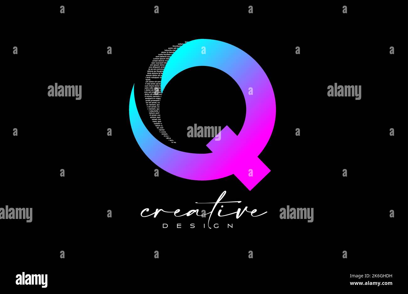 Purple Q Letter Logo Design with Creative letter q made of Black text ...