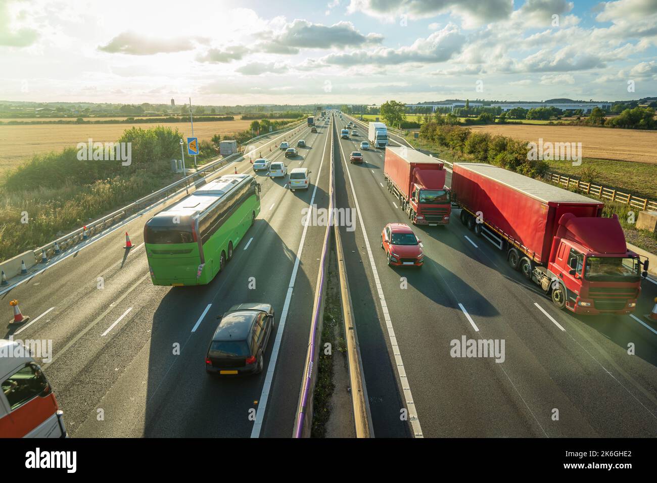 heavy traffic in blurry motion on UK motorway in England Stock Photo ...