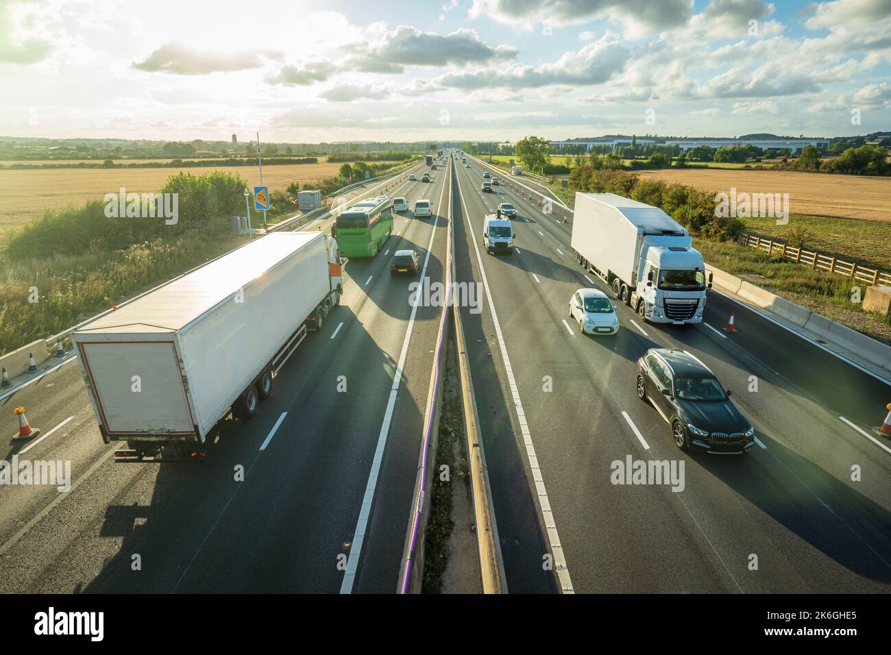 heavy traffic in blurry motion on UK motorway in England Stock Photo ...