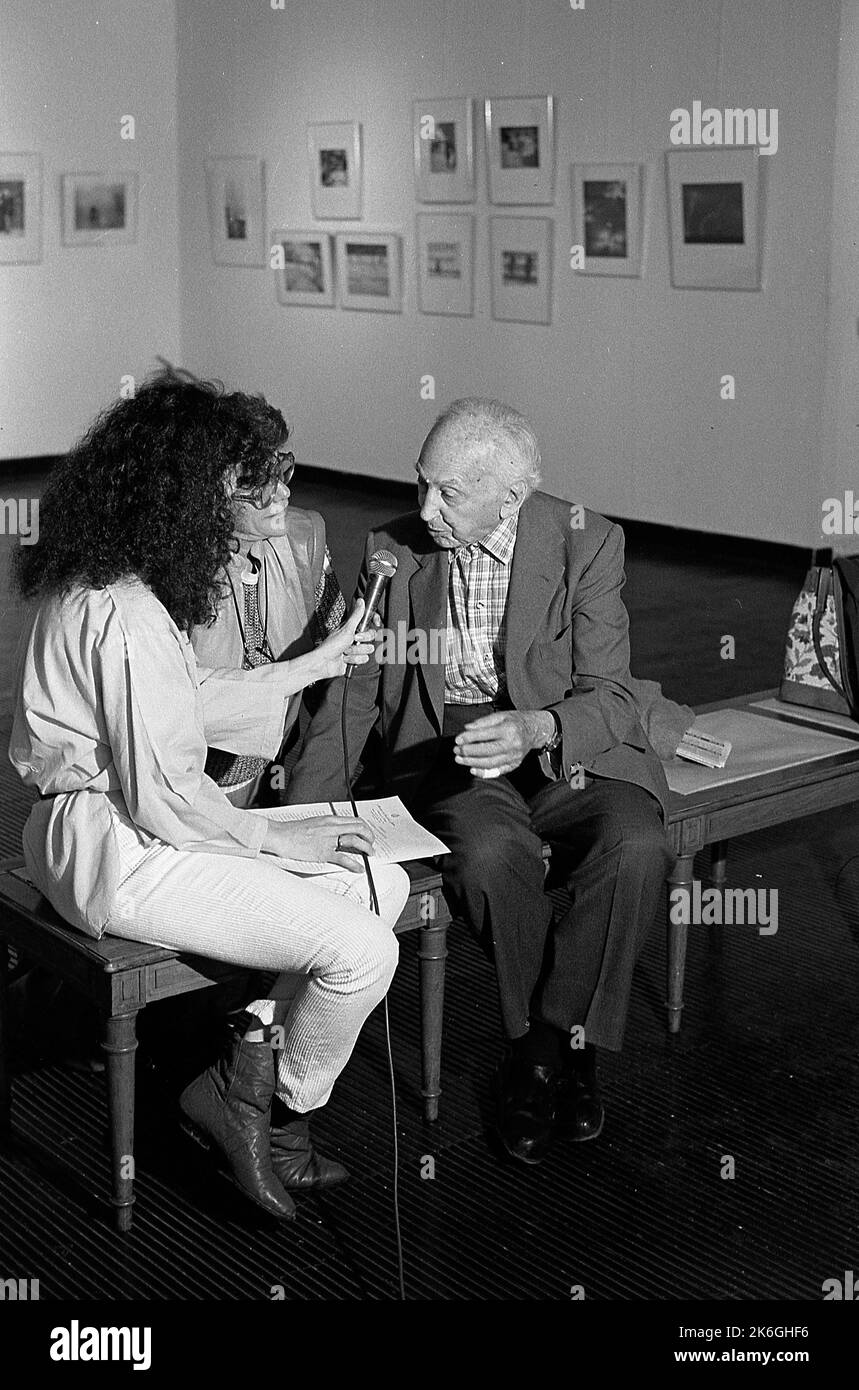 André Kertesz, Hungarian photographer, being interviewed during his ...