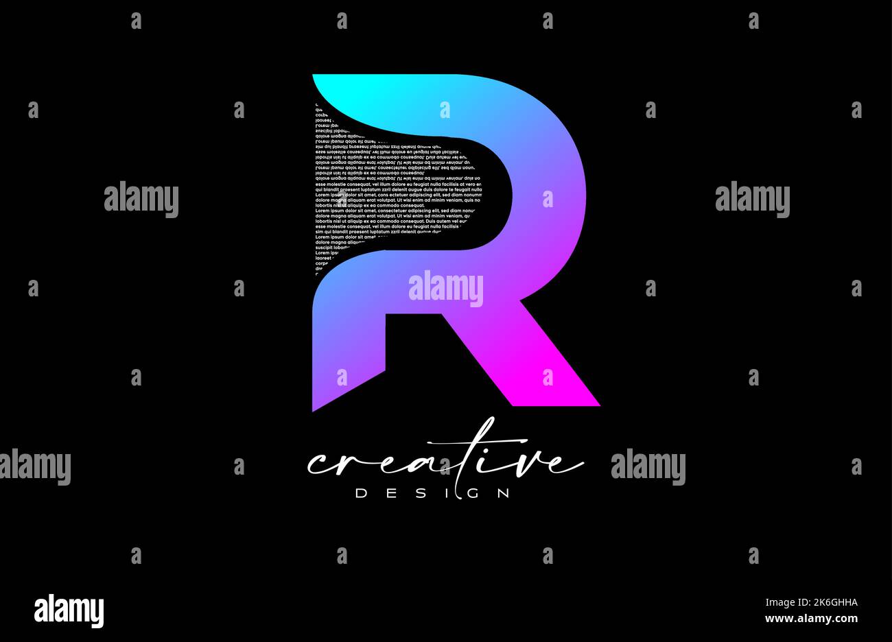 Purple R Letter Logo Design with Creative letter r made of Black text ...