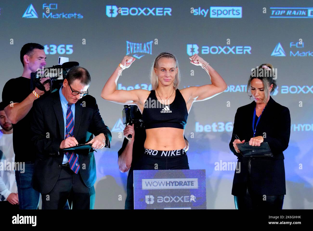 Timea Belik during the weigh-in at the Genesis Cinema, London. Picture ...