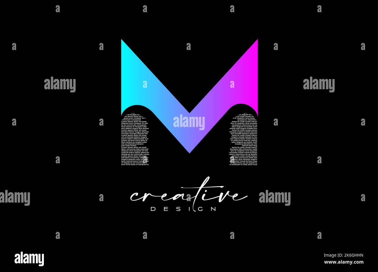 Purple M Letter Logo Design with Creative letter m made of Black text ...