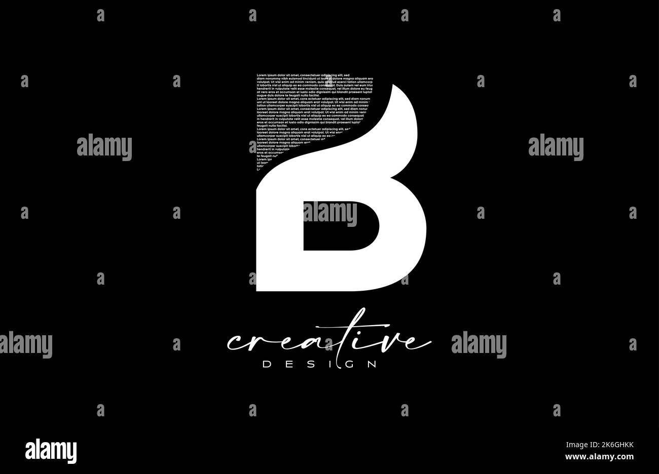 White B Letter Logo Design with Creative letter b made of Black text ...