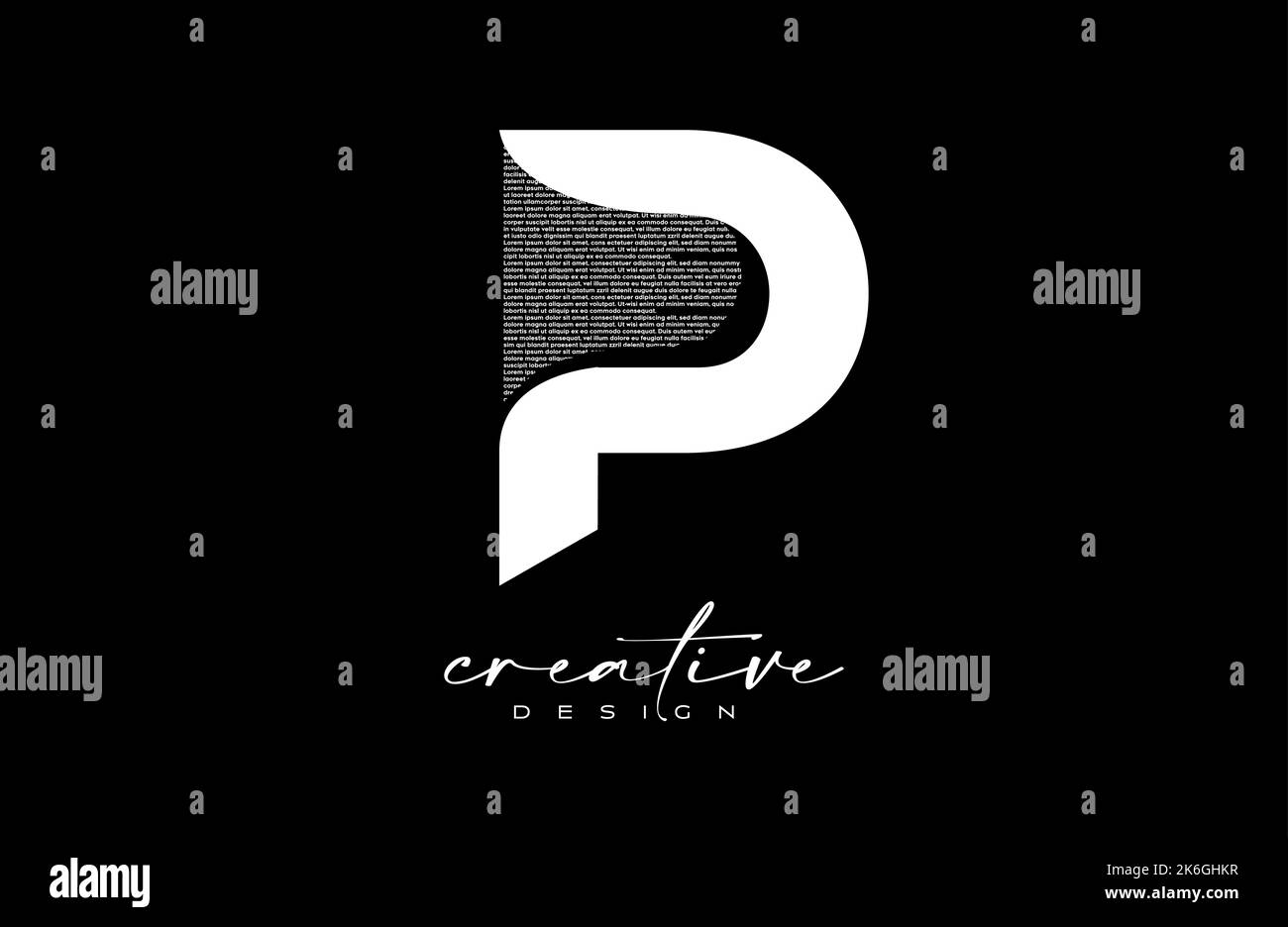 White P Letter Logo Design with Creative letter p made of Black text ...