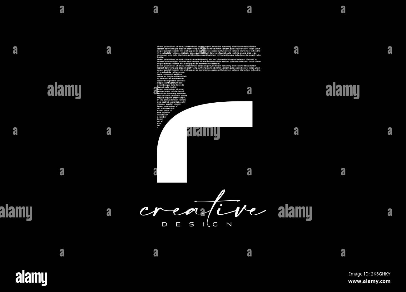 White F Letter Logo Design with Creative letter f made of Black text ...