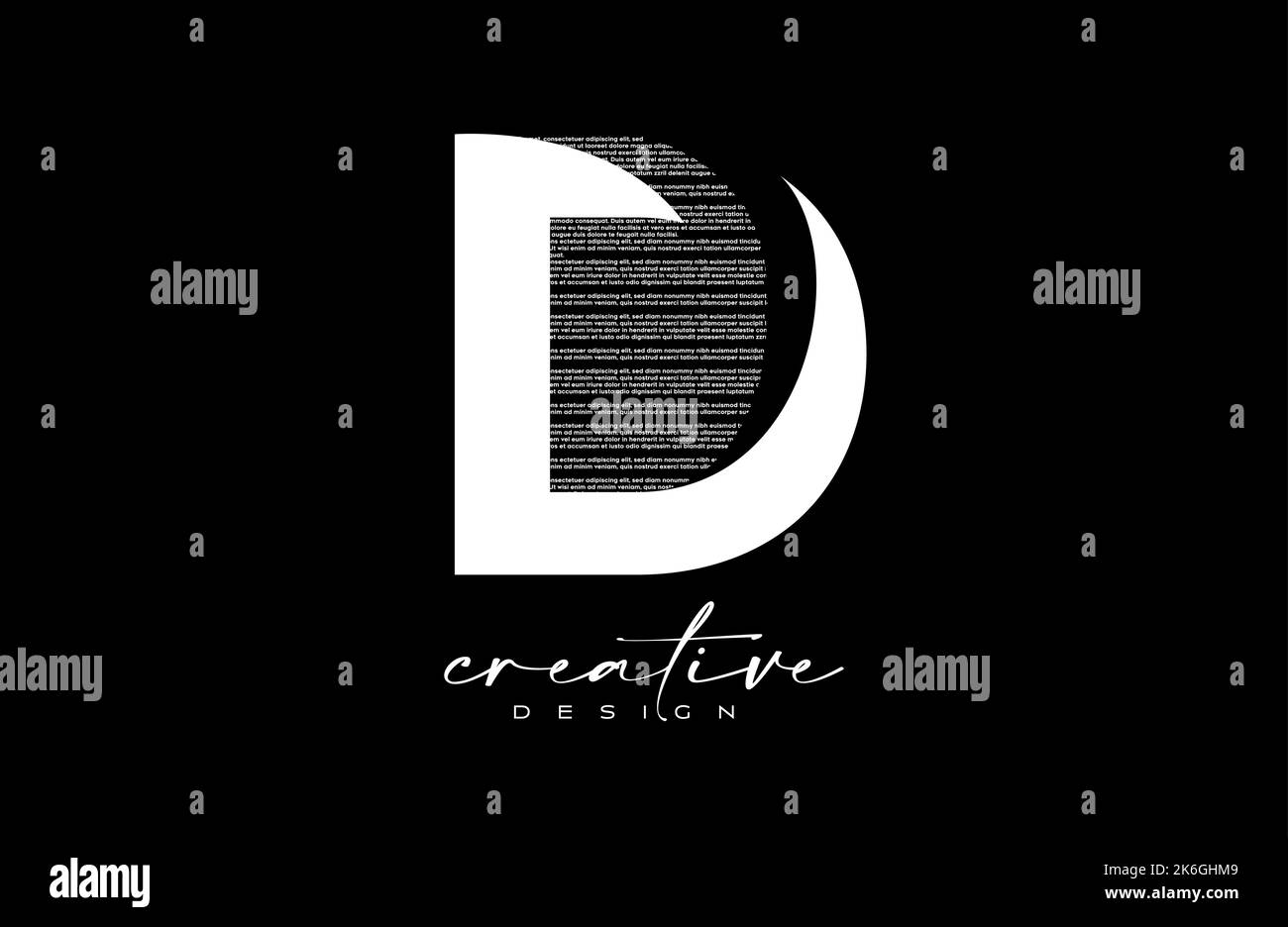 White D Letter Logo Design with Creative letter d made of Black text ...