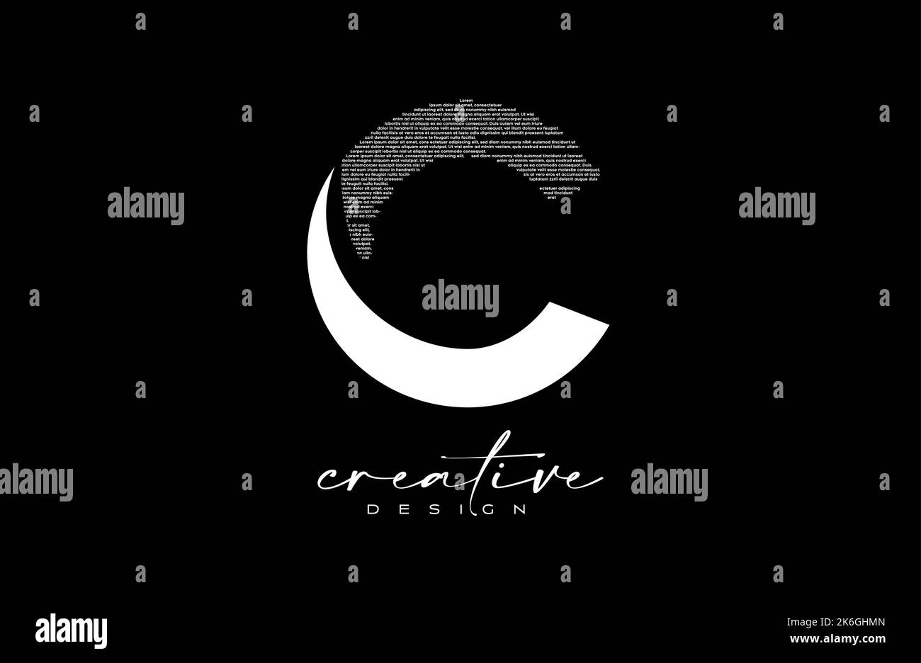 White C Letter Logo Design with Creative letter c made of Black text ...