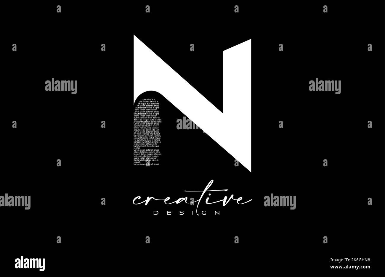 White N Letter Logo Design with Creative letter n made of Black text ...