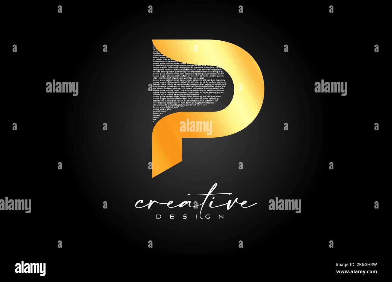 Golden P Letter Logo Design with Creative letter p made of Black text ...