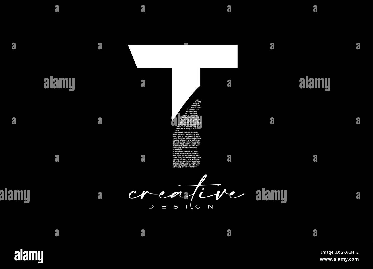 White T Letter Logo Design with Creative letter t made of Black text ...