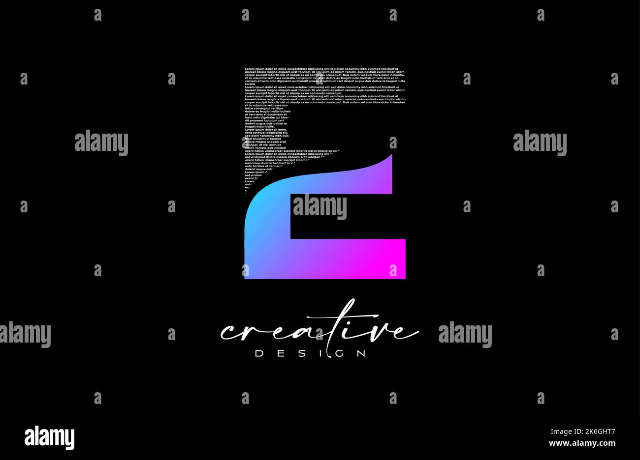 Purple E Letter Logo Design with Creative letter e made of Black text ...