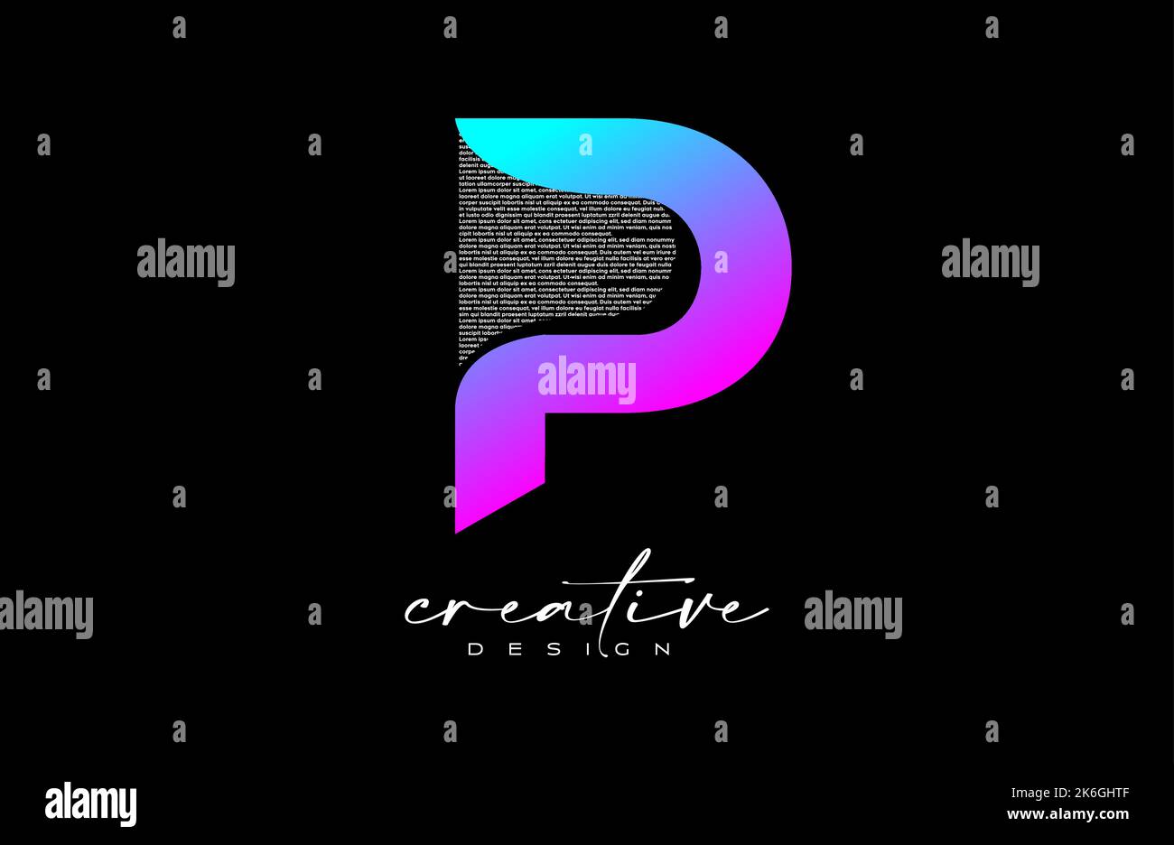 Purple P Letter Logo Design with Creative letter p made of Black text ...