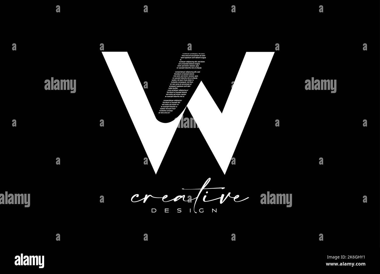 White W Letter Logo Design with Creative letter w made of Black text ...
