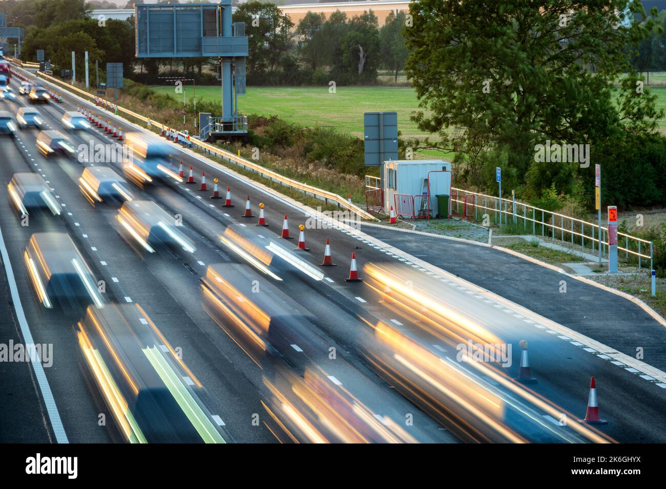 heavy traffic in blurry motion on UK motorway in England Stock Photo ...