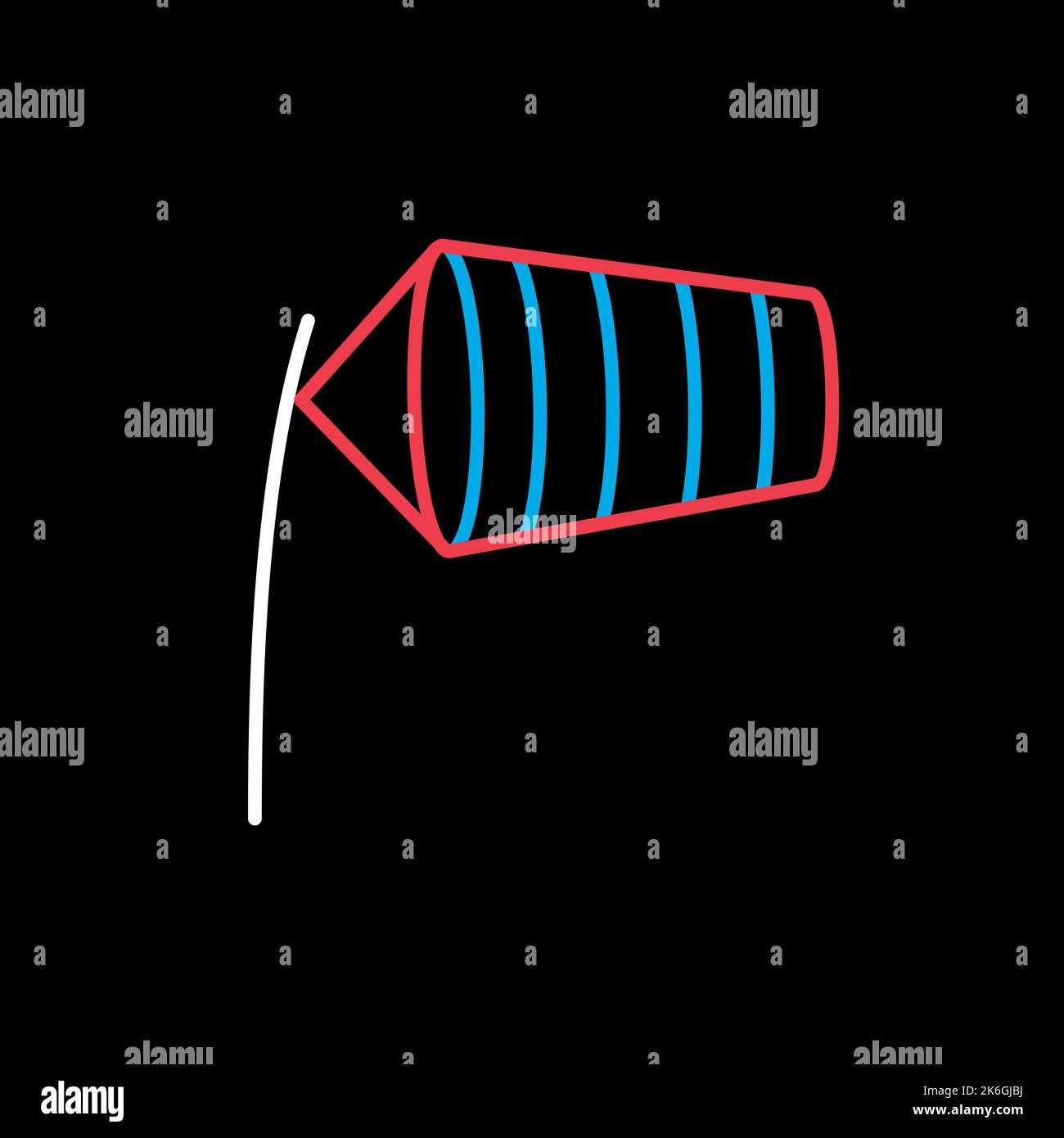 Windsocks inflated by wind at the airport runway isolated vector icon ...