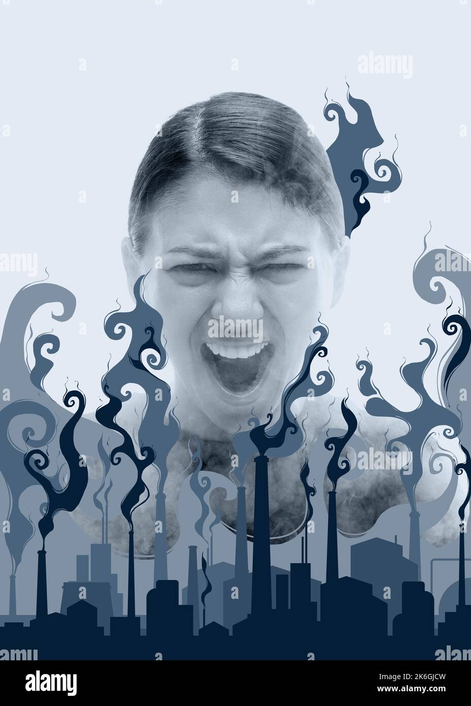 Environmental problems, air pollution. Human and eco. Modern creative ...