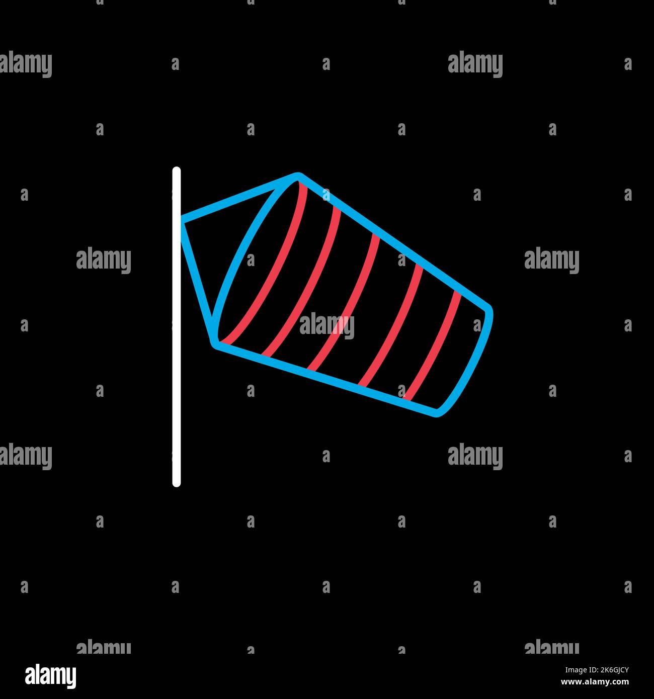 Windsocks hanging at the airport runway isolated vector icon on black ...