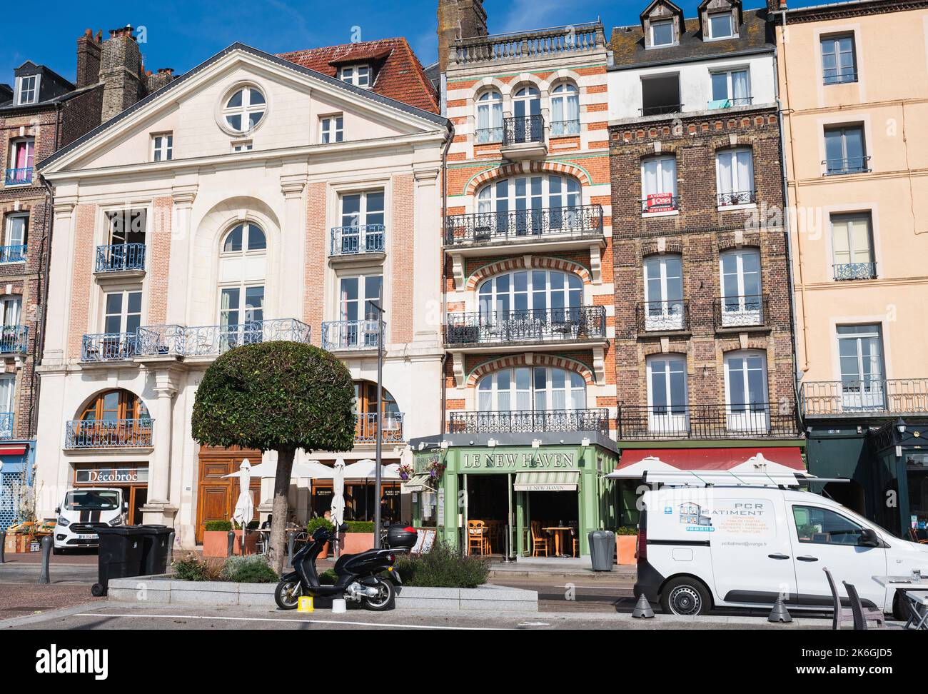 Dieppe, France - August 29 2022: houses in Dieppe, fishing port on the Normandy coast in ...