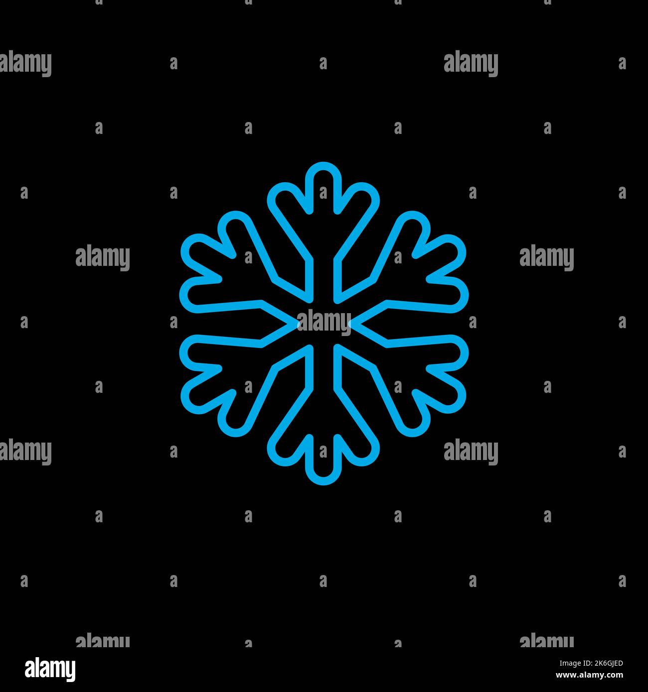 Snowflakes isolated vector icon on black background. Meteorology sign ...