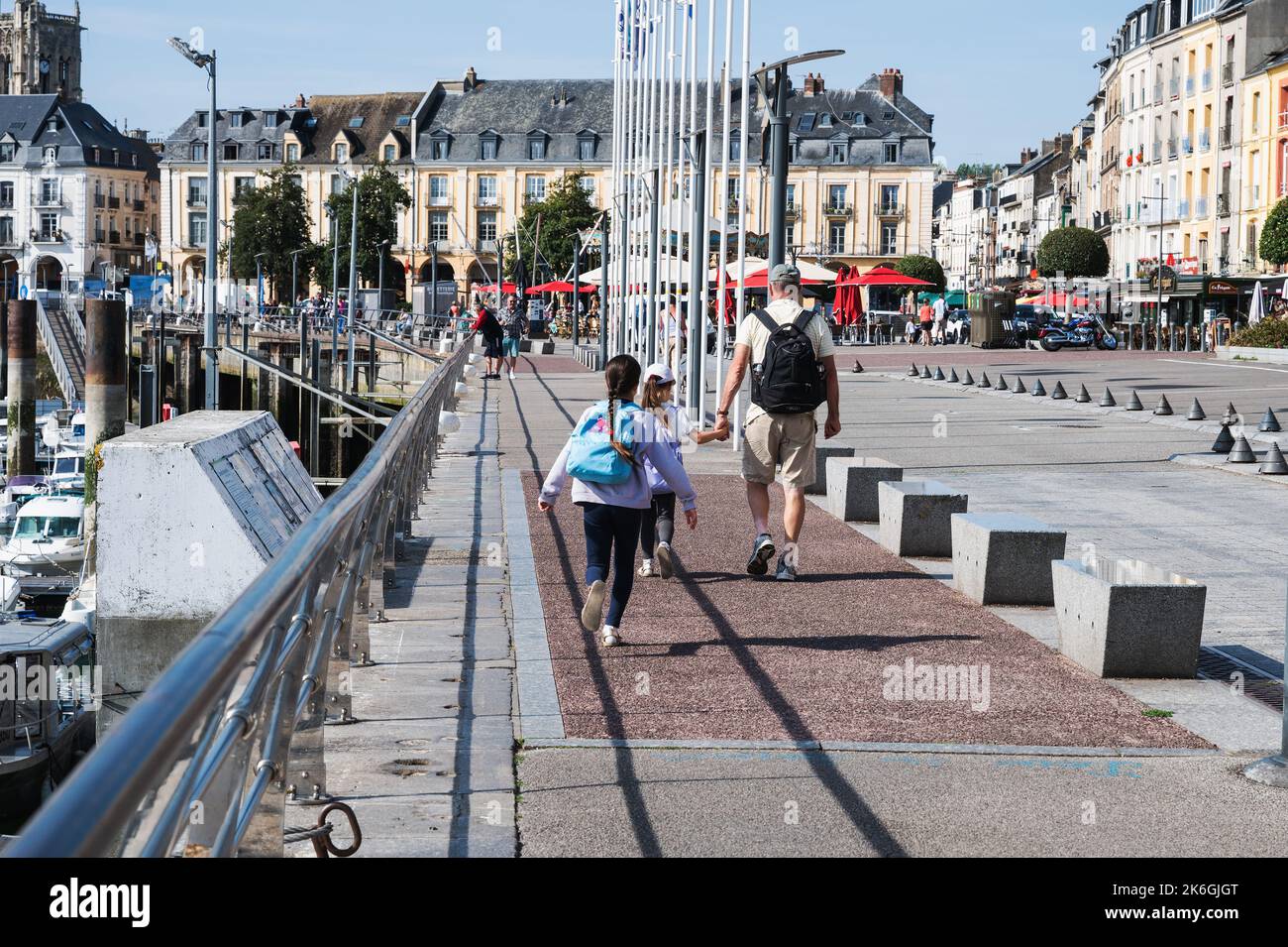 Dieppe, France - August 29 2022: tourists walking in the harbour in ...