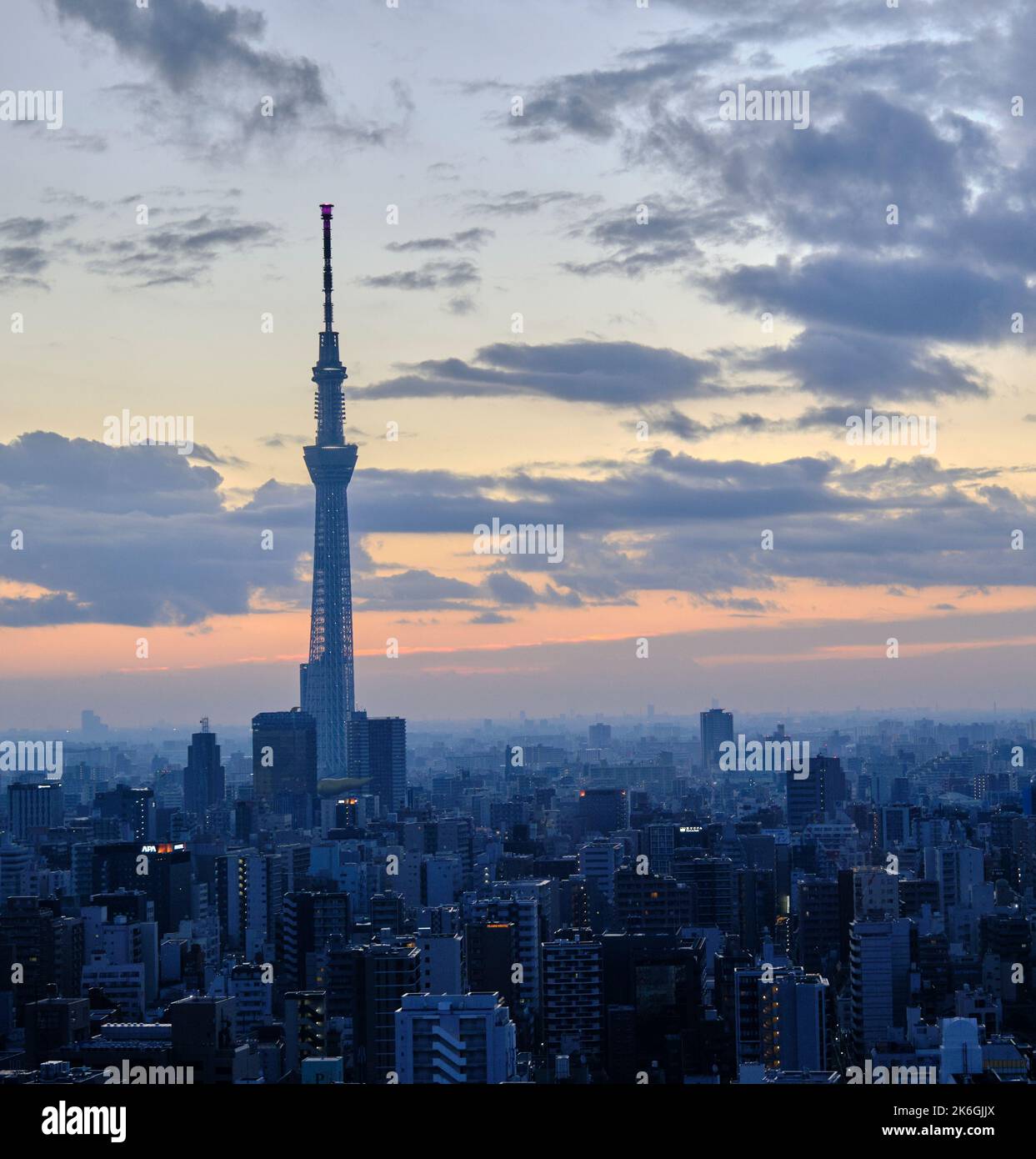 An arial shot of the high-rise buildings and Skytree tower inthe ...