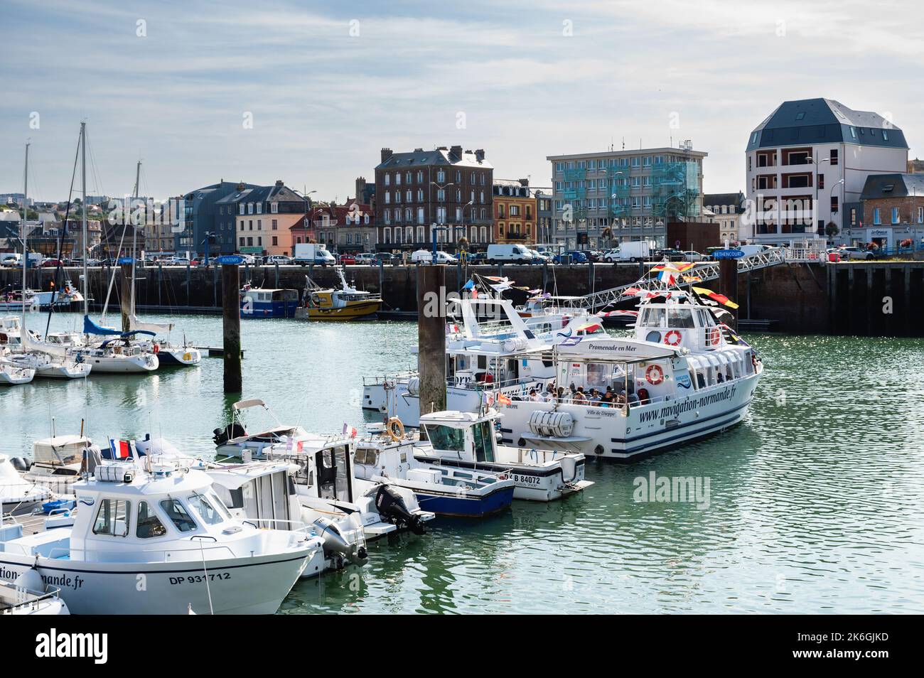Dieppe, France - August 29 2022: boats in the harbour in Dieppe ...