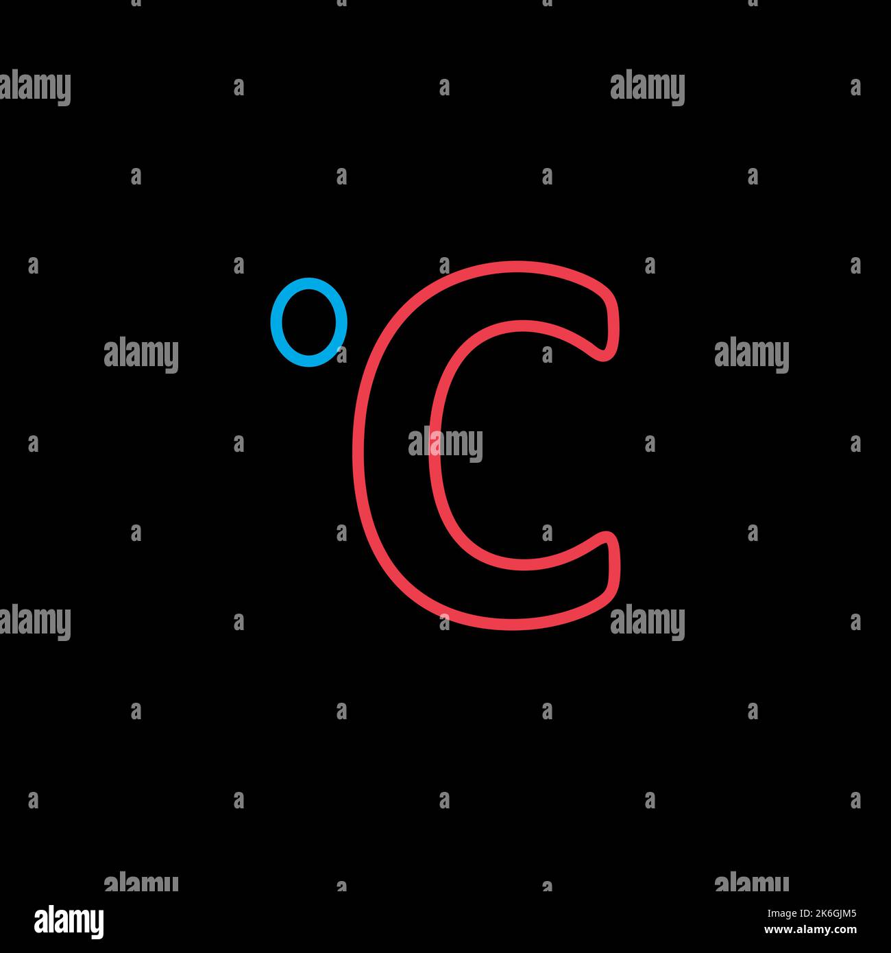 Celsius degrees isolated vector icon on black background. Meteorology ...
