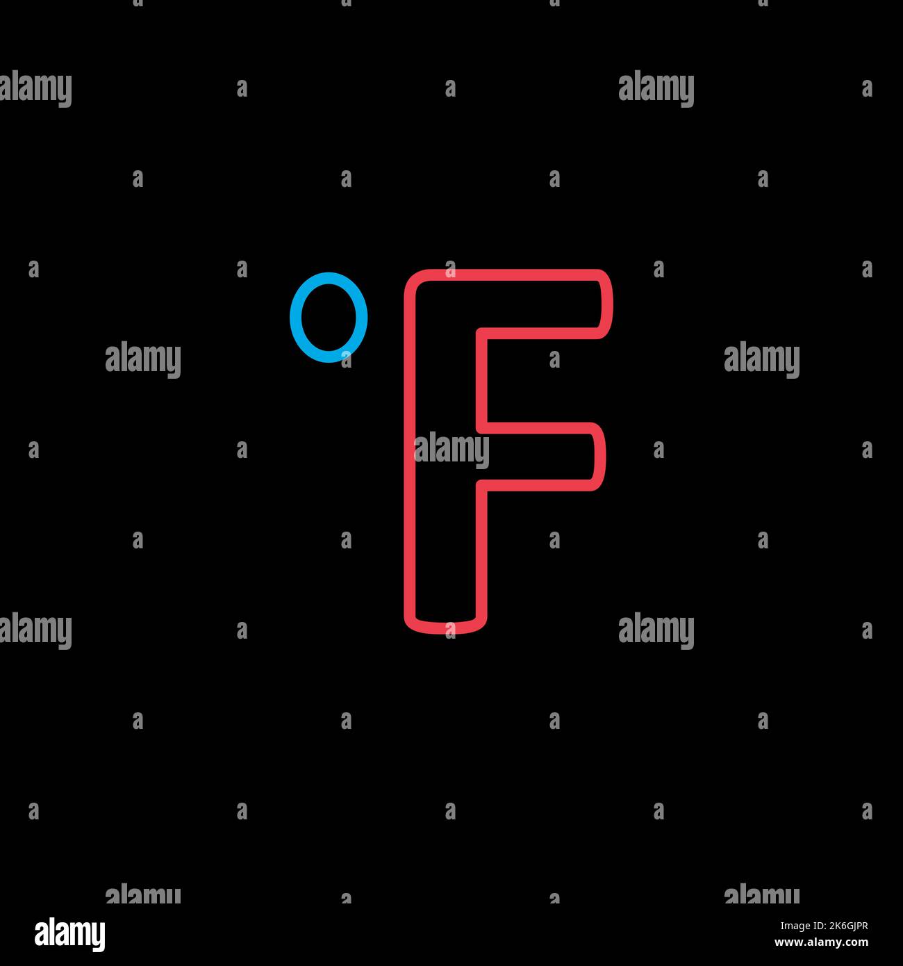 Fahrenheit degrees isolated vector icon on black background ...