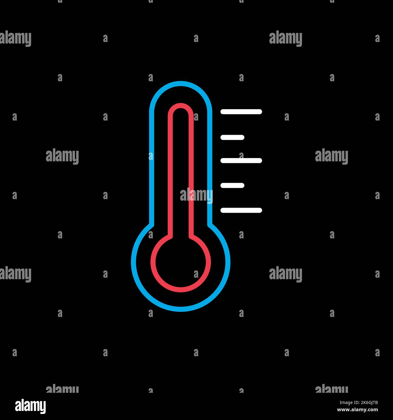 Thermometer heat hot isolated vector icon on black background ...