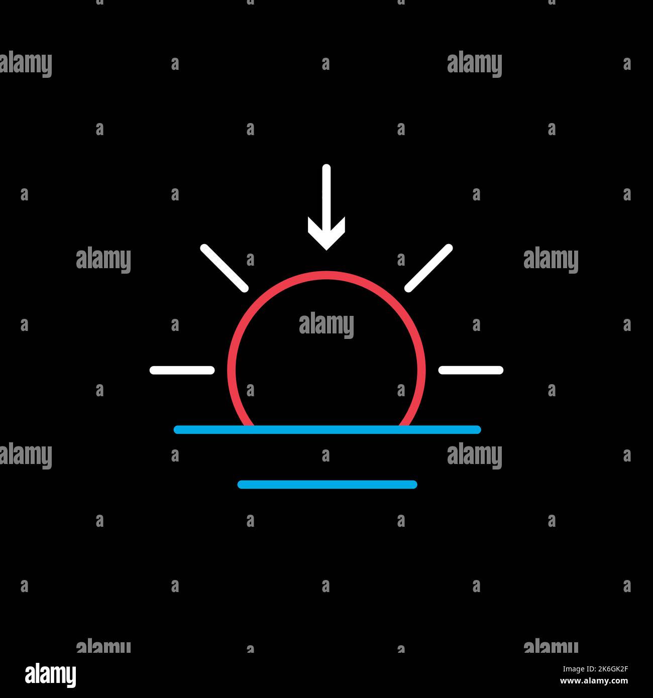 Sunset isolated vector icon on black background. Meteorology sign ...