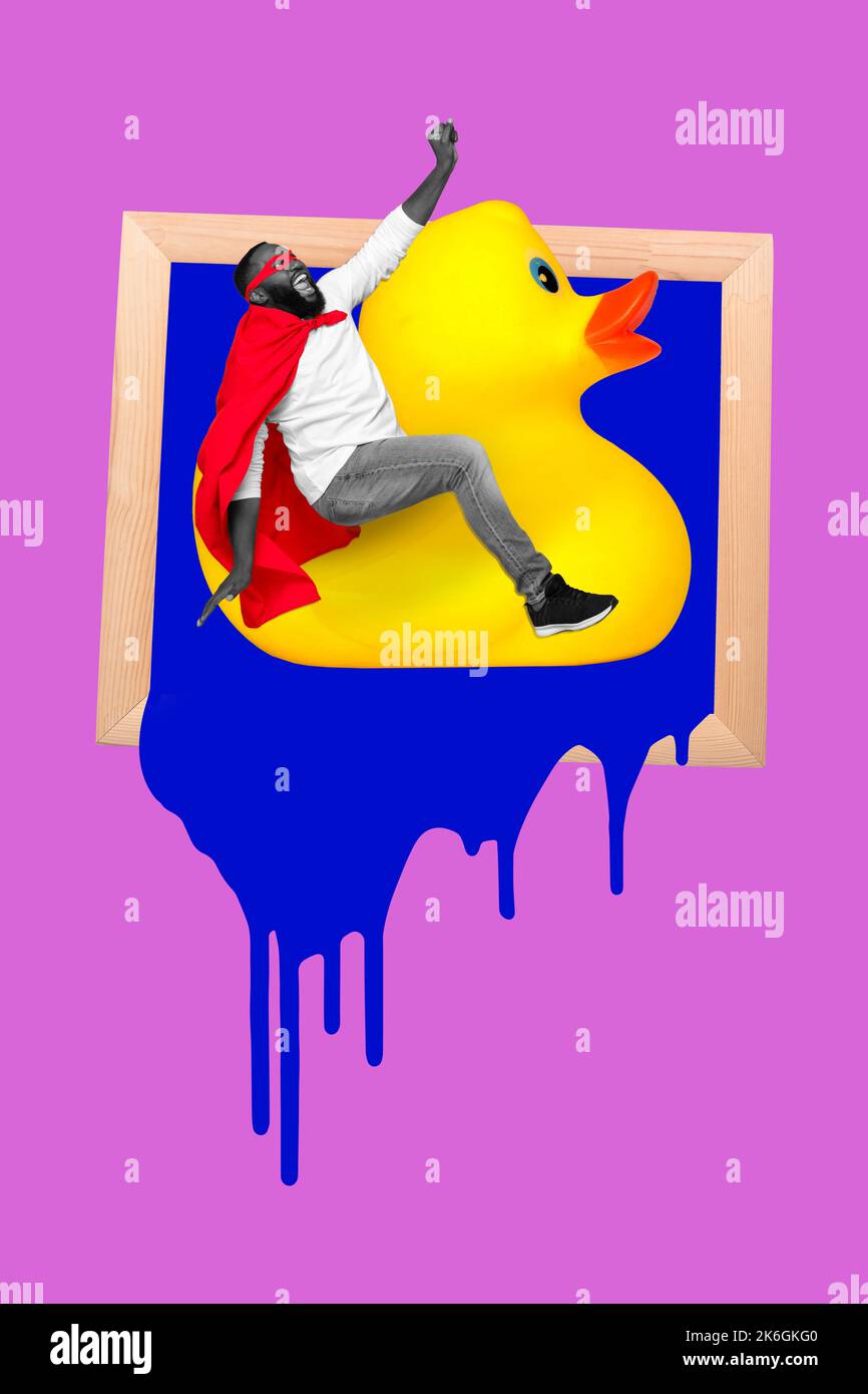 collage photo of young funky excited super hero costume guy abstract ...