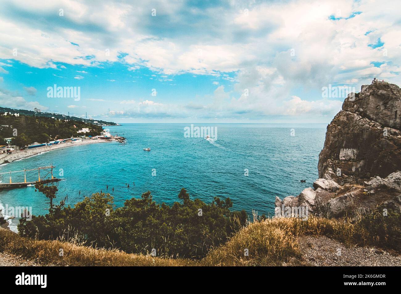 The magnificent nature of the rocky beaches. Beach scenery. Diva ...