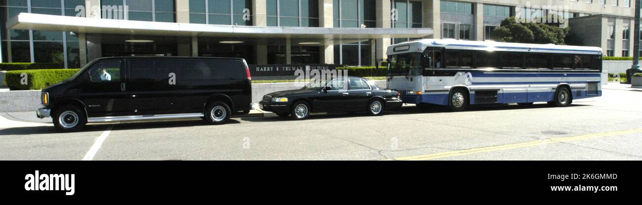 Views of Department's fleet of official vehicles outside Main State for ...